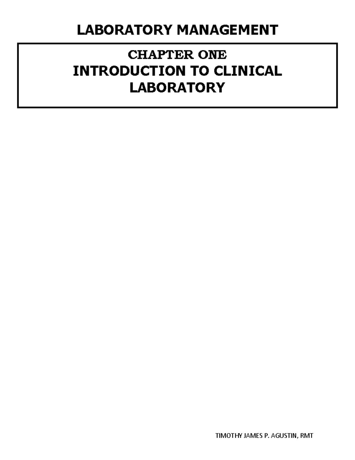 Prelim- Chapter-1 - notes - CHAPTER ONE INTRODUCTION TO CLINICAL ...