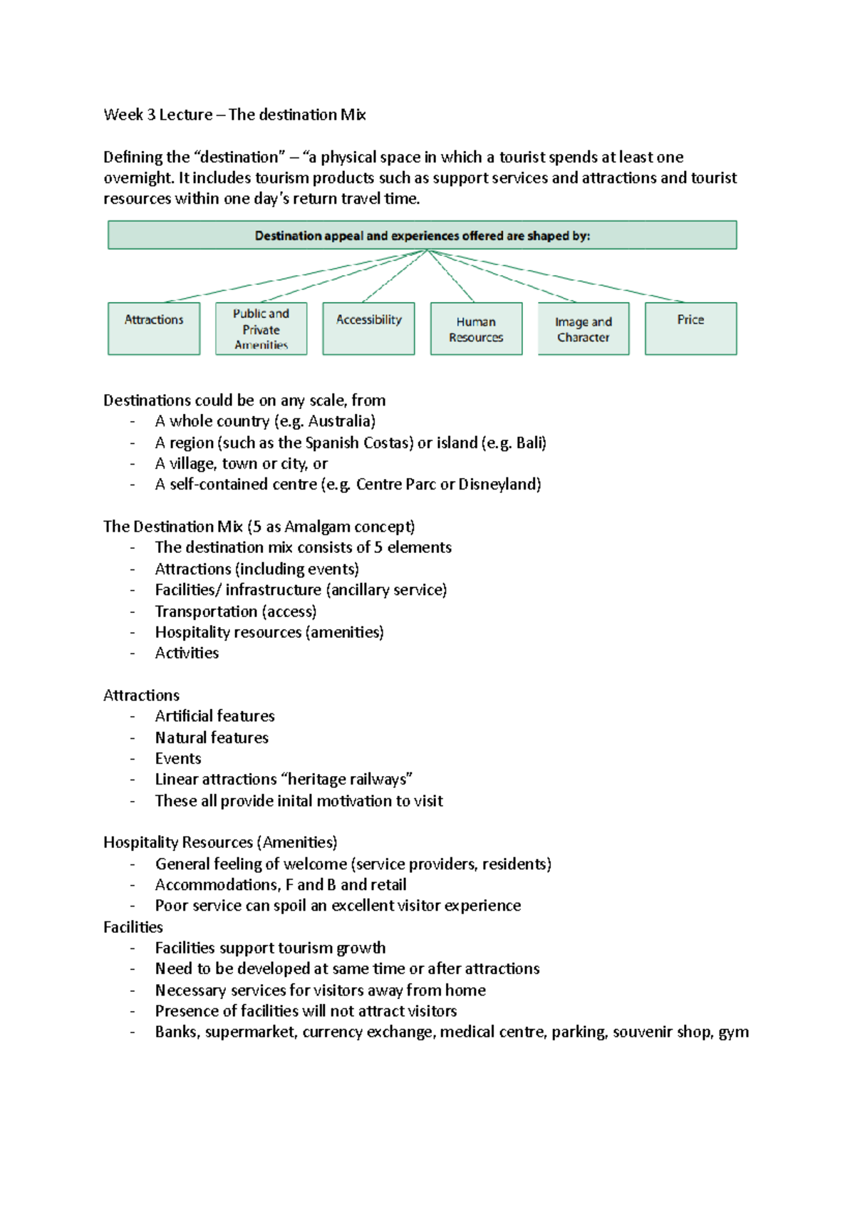 Lecture 3 Notes - Week 3 Lecture – The destination Mix Defining the ...