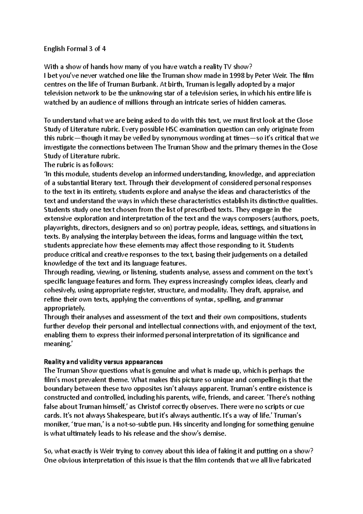 English Formal 3 of 4 Final - English Formal 3 of 4 With a show of ...