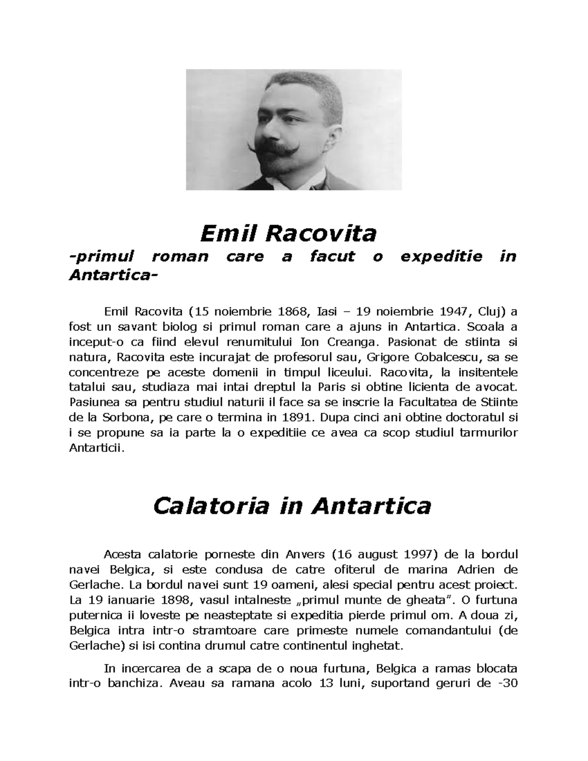 Emil Racovita - Emil Racovita -primul roman care a facut o expeditie in ...