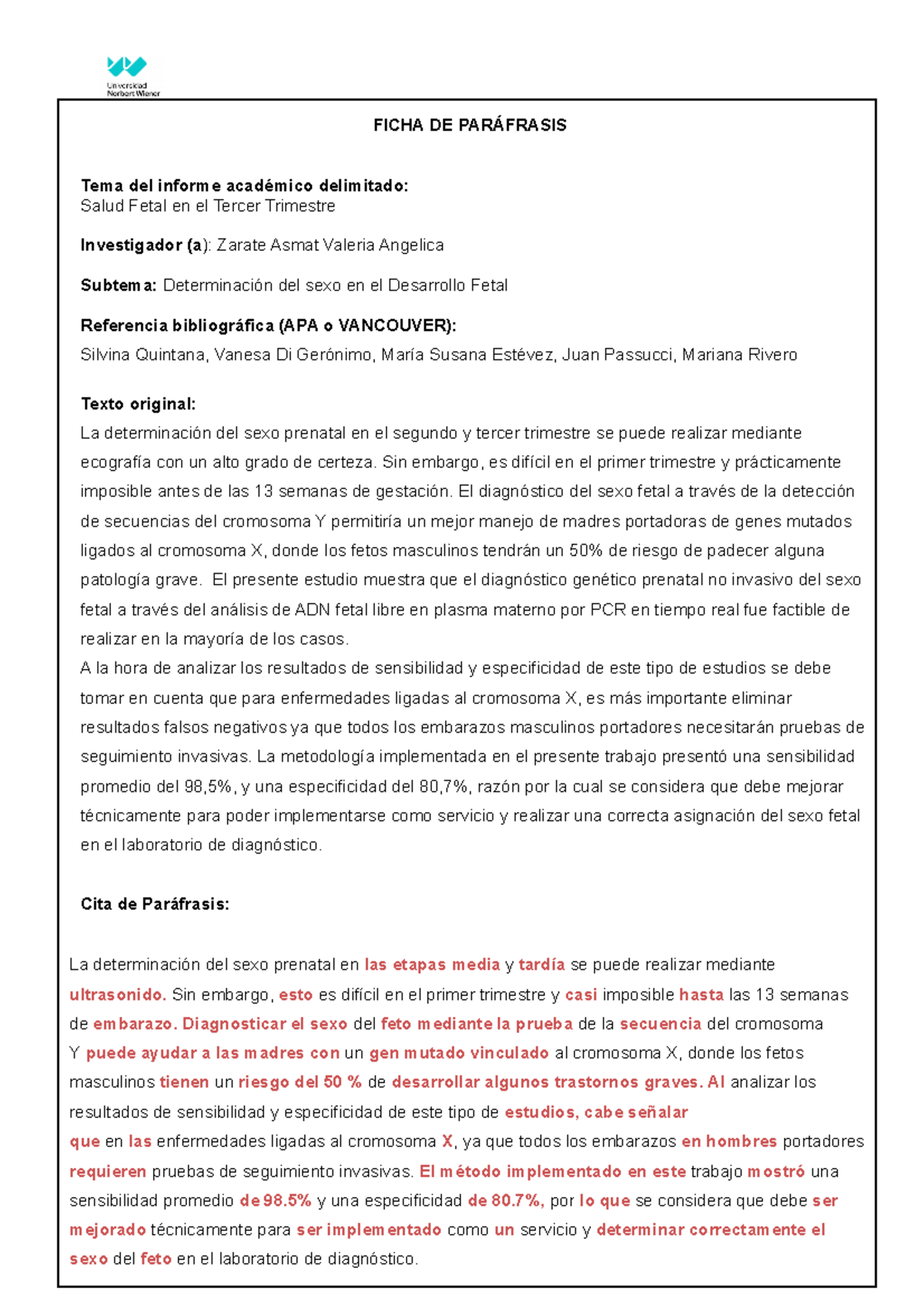 Formatos DE Ficha DE Parafrasis Y DE Resumen 2023 - FICHA DE PARÁFRASIS ...