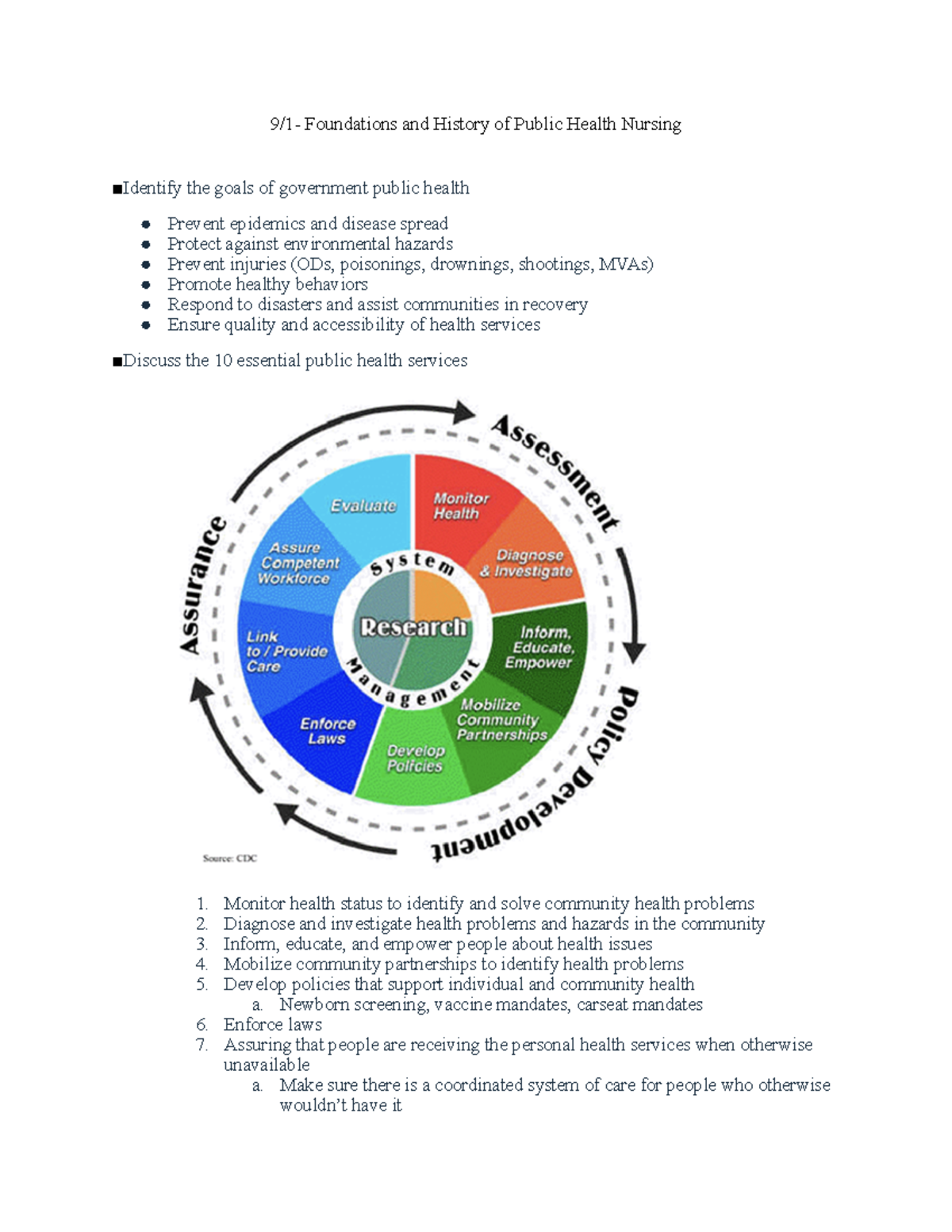 Public Health Study Guide - 9/1- Foundations and History of Public ...