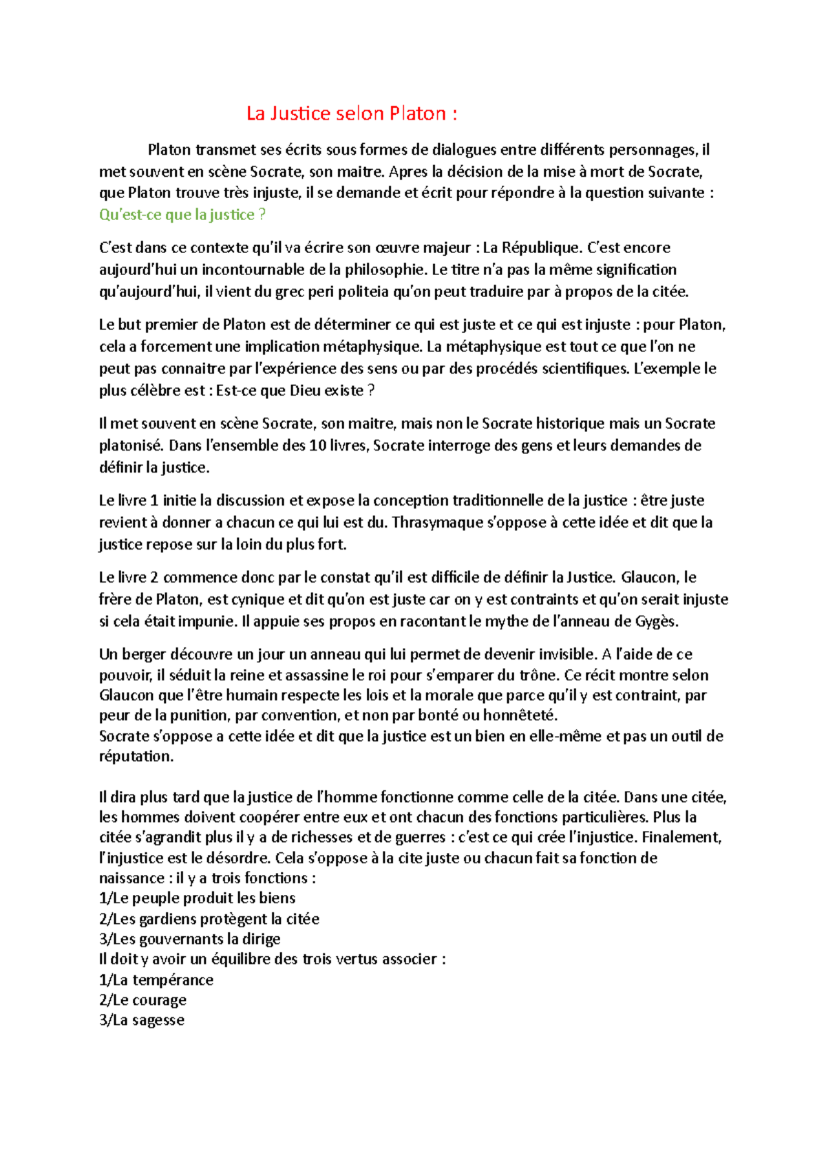 La justice selon Platon - Apres la décision de la mise à mort de ...
