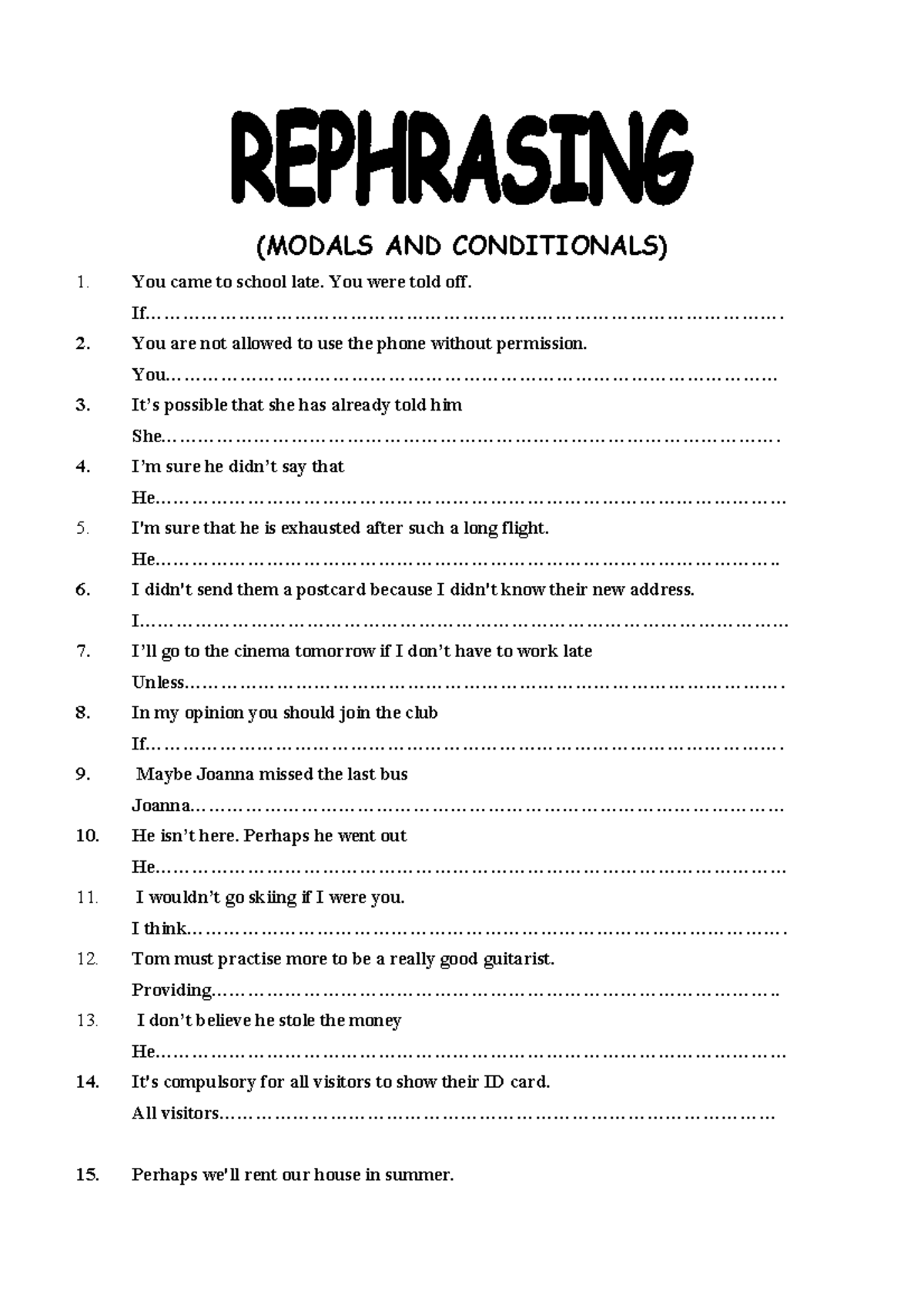 49697369 Rephrasing Modals and Conditionals - (MODALS AND CONDITIONALS ...