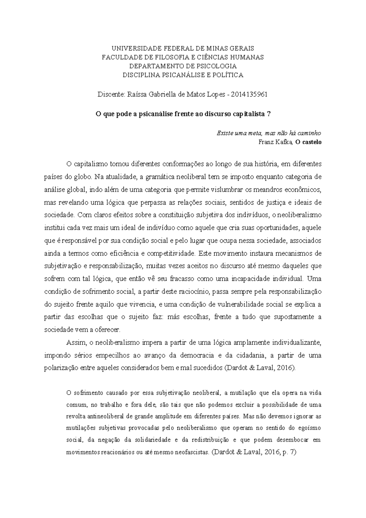 O que pode a psicanálise frente ao discurso capitalista - UNIVERSIDADE ...