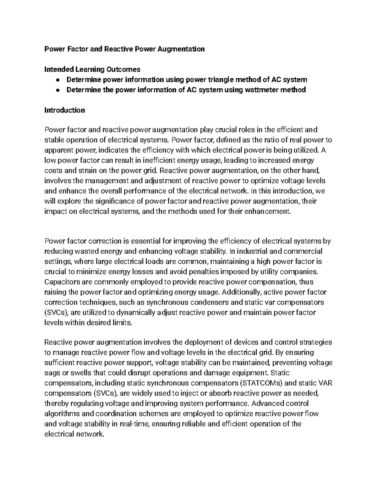 6 Power Factor and Reactive Power Augmentation - Power Factor and ...