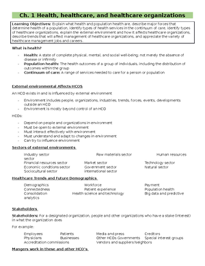 MNGT- 3 - Healthcare management notes: in depth notes on the function ...
