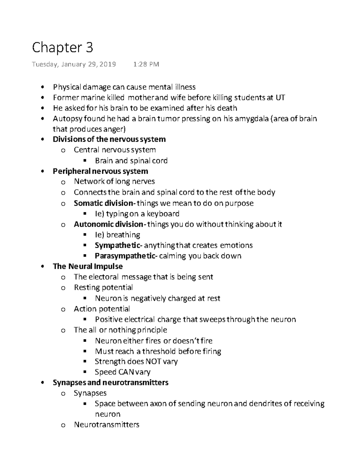Chapter 3 notes - Chapter 3 Tuesday, January 29, 2019 • • • • • • • • 1 ...