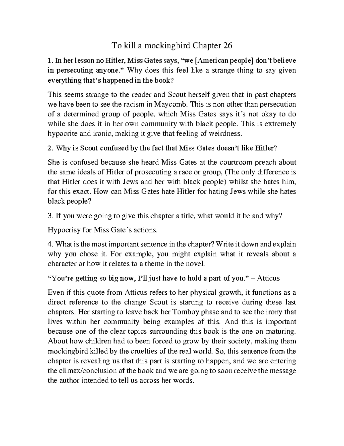 To kill a mockingbird Chapter 26 - ” Why does this feel like a strange ...