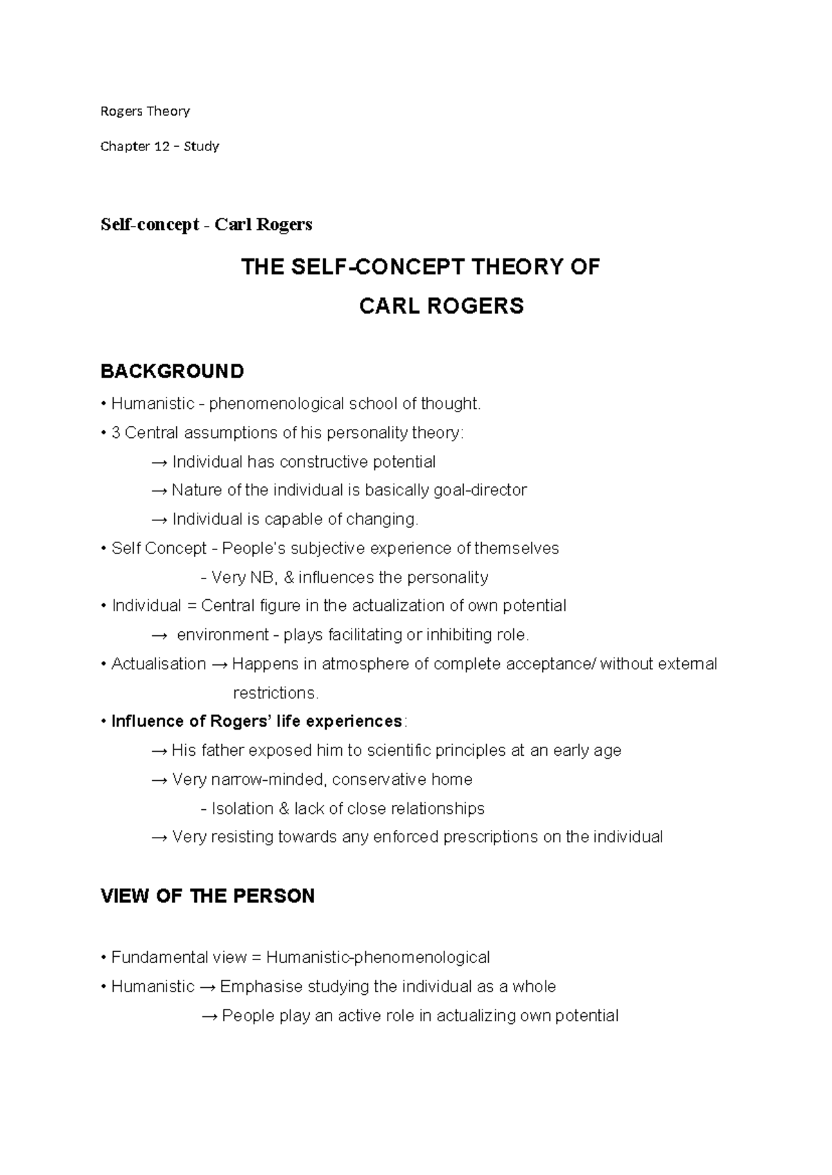 PYC2601 Rogers Theory Chapter 12 - Rogers Theory Chapter 12 – Study ...