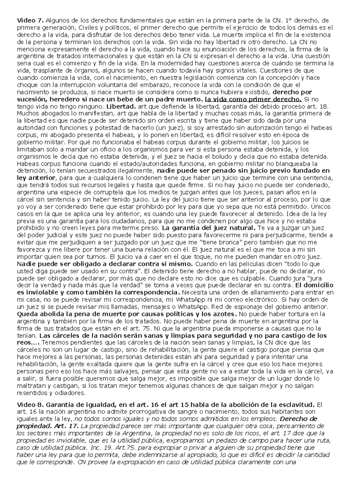 Notas de los videos de Estudio de la Constitucion y de los Derechos ...