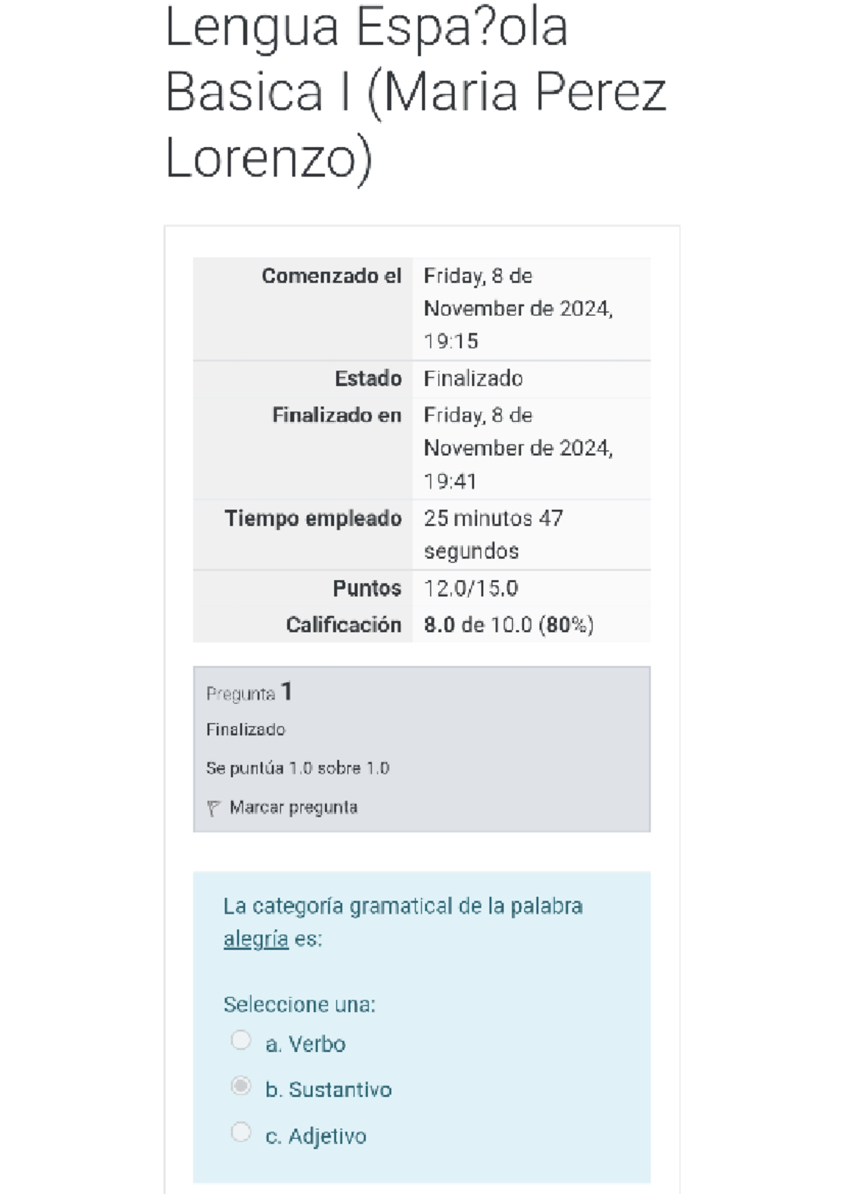 Segundo parcial, lengua Española basica I - Lengua Espa?ola Basica (Maria Perez Lorenzo ...