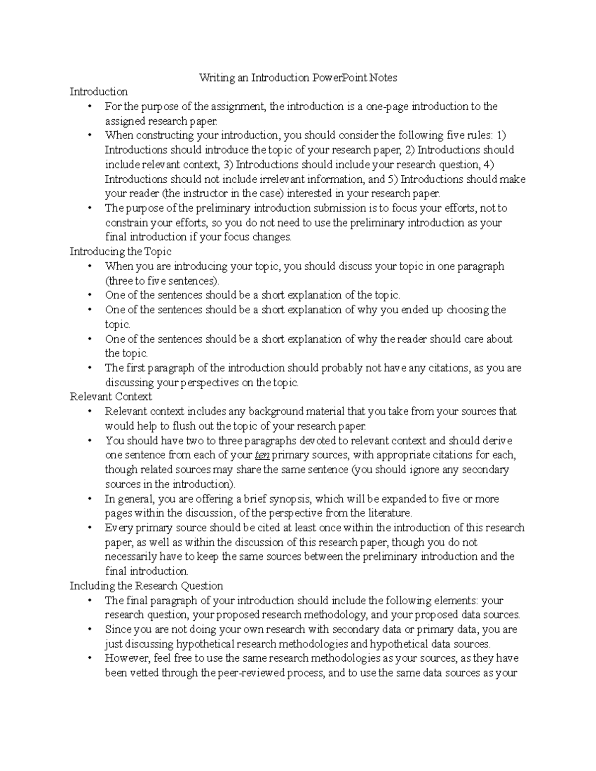 Writing an Introduction Power Point Notes - Writing an Introduction ...