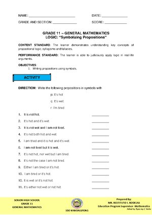 Contextualized Learner Resource in Mathematics 11 Statistics and ...