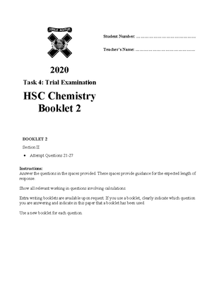 PEM 2021 Chemistry Trial HSC Examination paper and Marking Guidelines ...