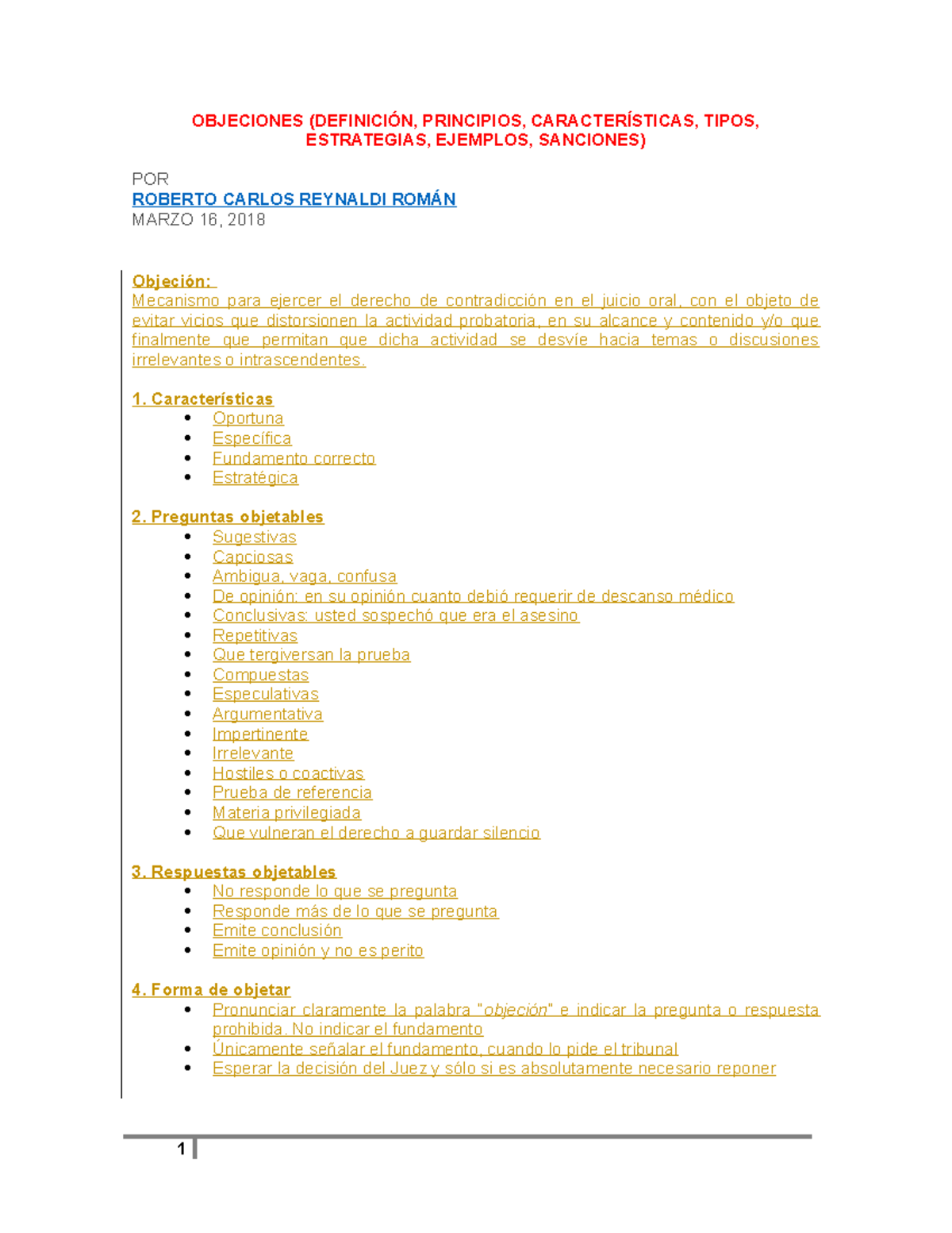 Objeciones - Apuntes 1 - OBJECIONES (DEFINICIÓN, PRINCIPIOS ...