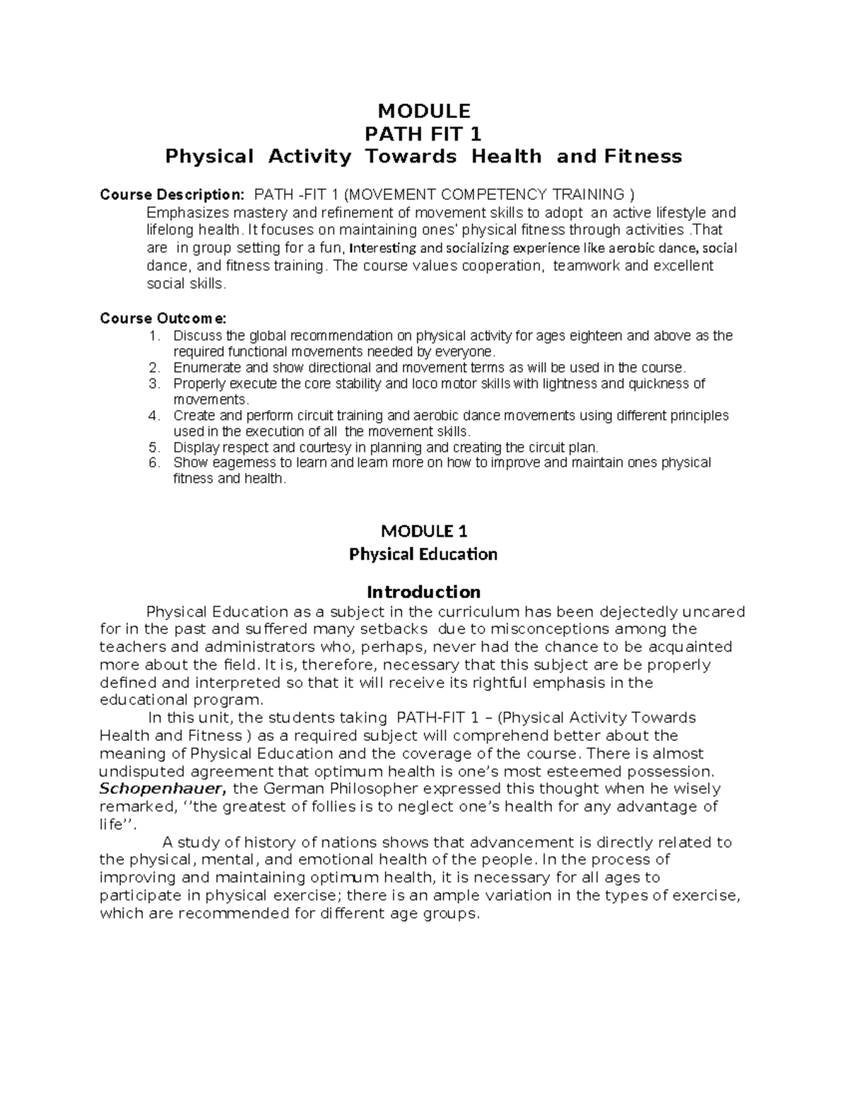 Module PATH FIT 1 - path fit - MODULE PATH FIT 1 Physical Activity ...