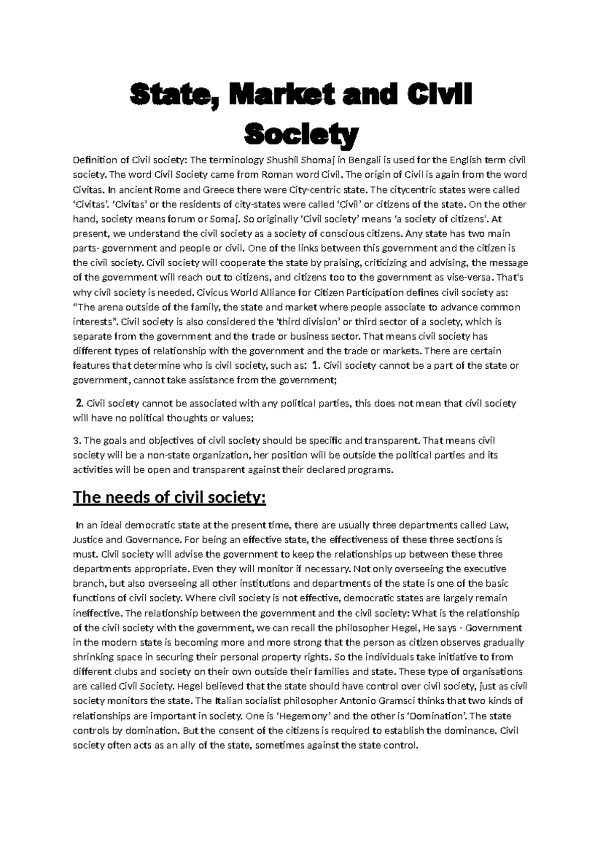 state market and civil society relationship - State, Market and Civil ...