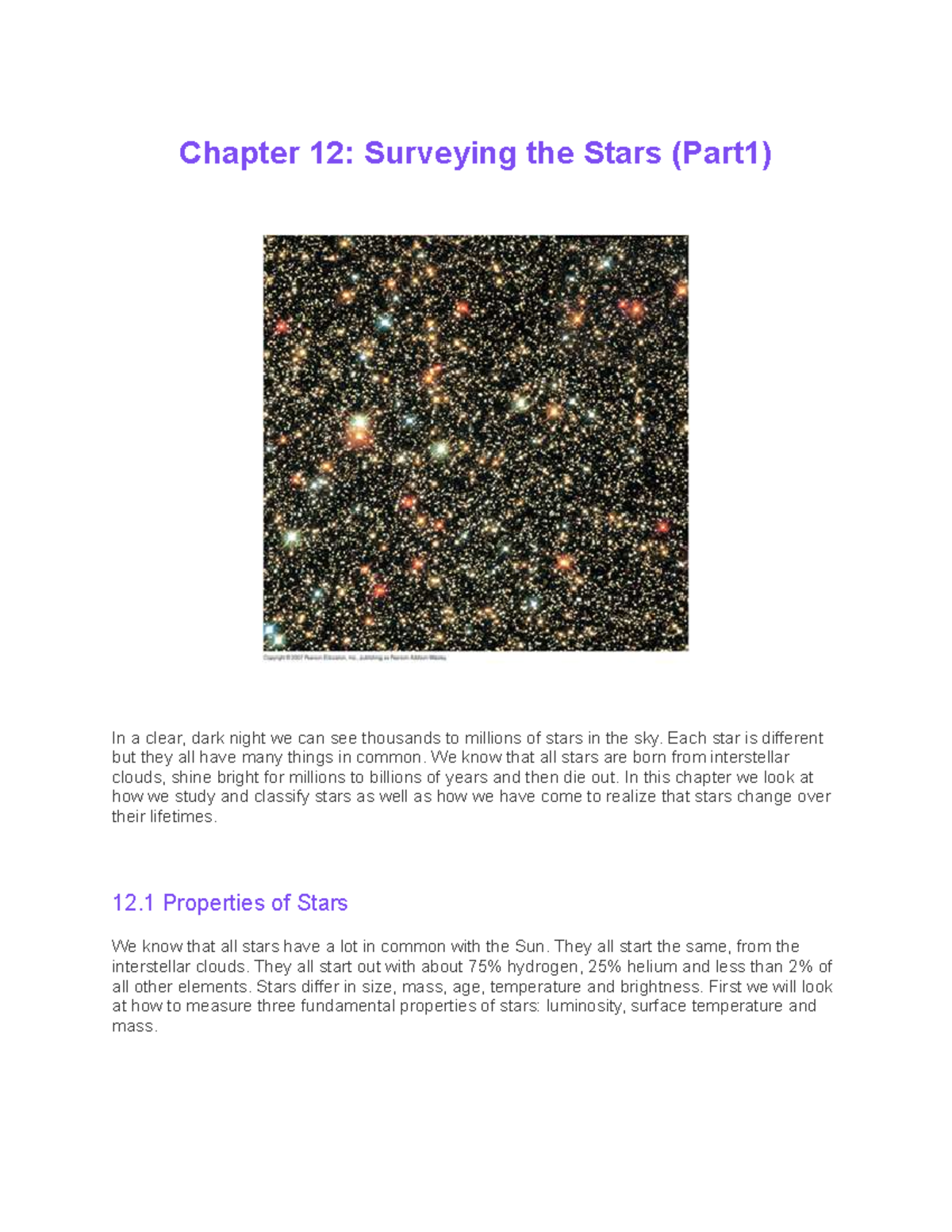Astronomy ch 12 - ggg - Chapter 12: Surveying the Stars (Part1) In a ...