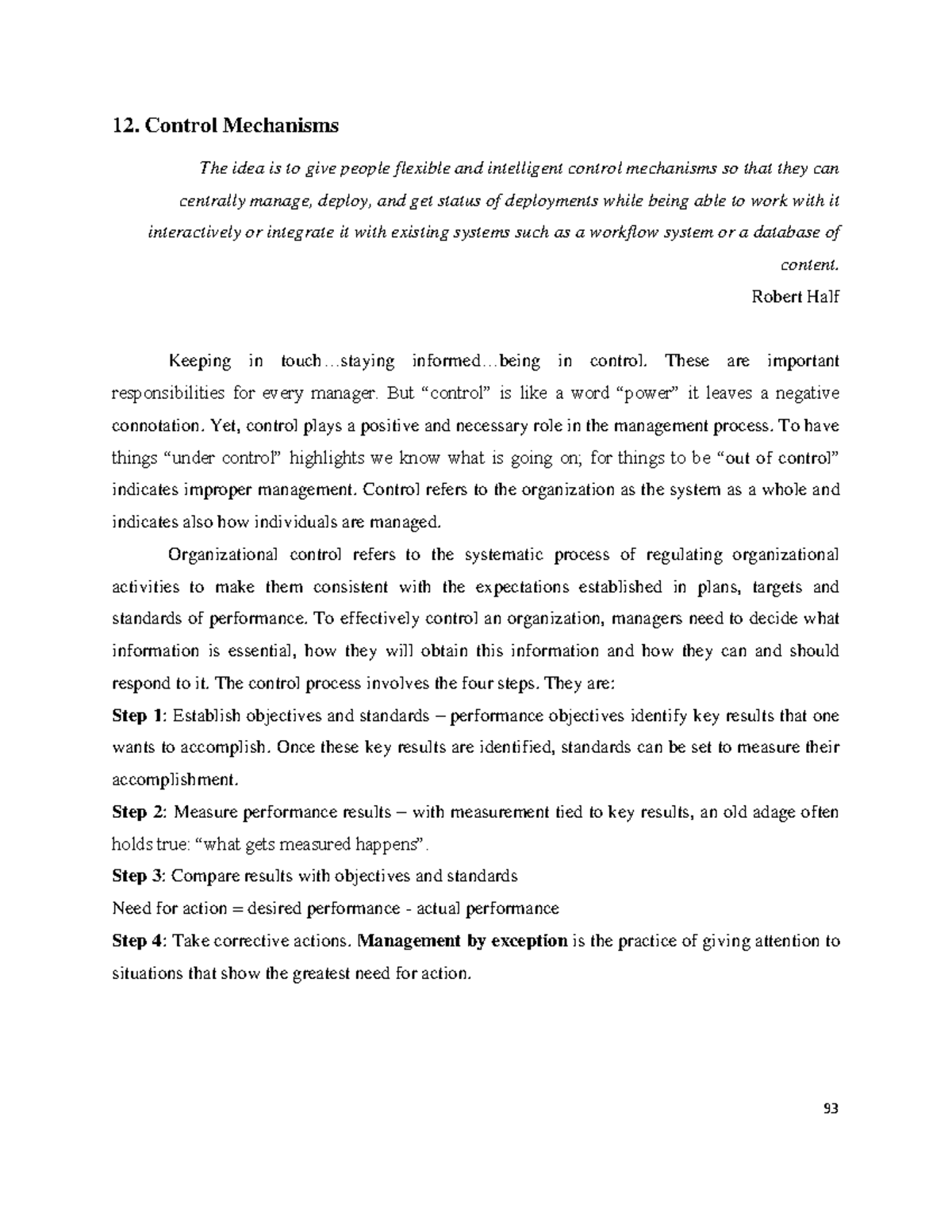 12 Control mechanisms - 12. Control Mechanisms The idea is to give ...