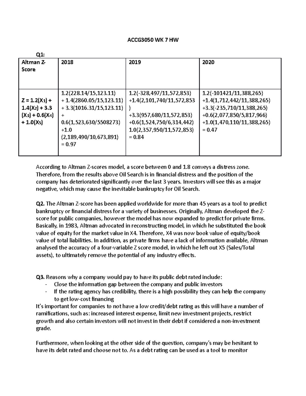 ACCG3050 WK 7 HW - Tutorial answers for wk 7 semester 1 - ACCG100 - MQ ...