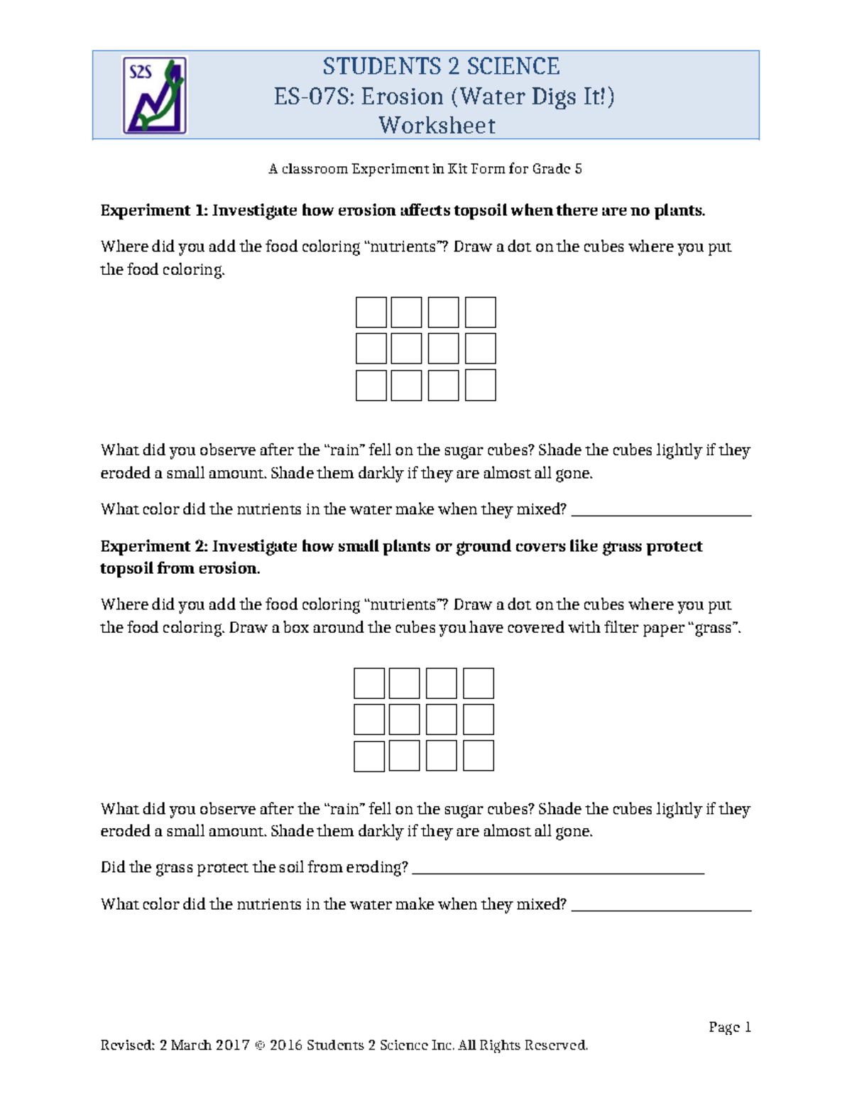 - ES-07S-A - Erosion (Water Digs It) Worksheet Student - STUDENTS 2 ...