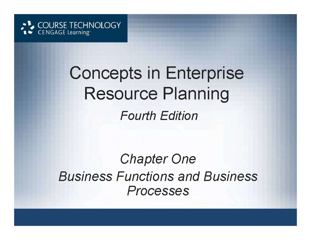 ERP 01 - Summary ERP en Business Management - Concepts in Enterprise ...