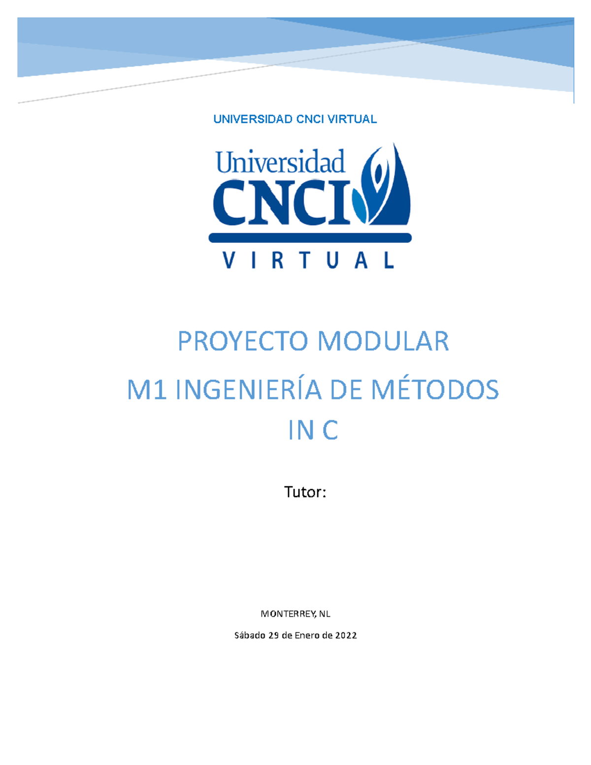 Proyecto Modular-ingenieria de metodosProyecto Modular-ingenieria de metodos - UNIVERSIDAD CNCI ...