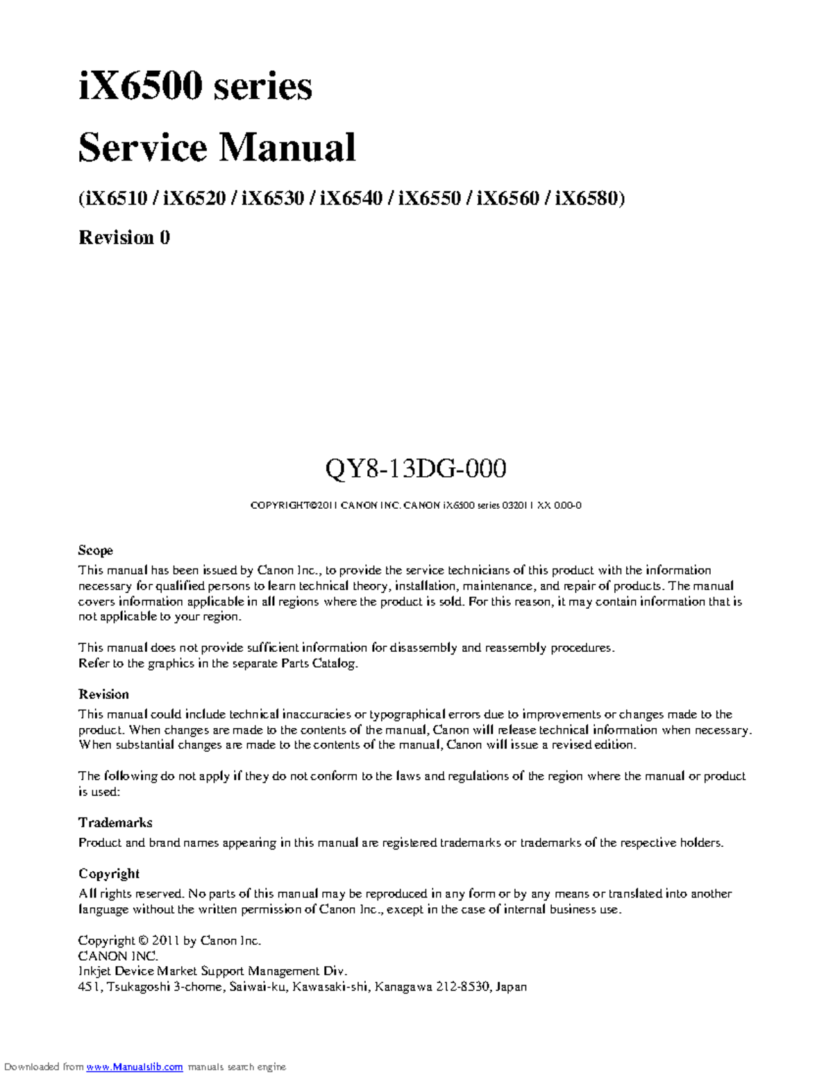 Ix6500 series - Manual - iX6500 series Service Manual (iX6510 / iX6520 ...