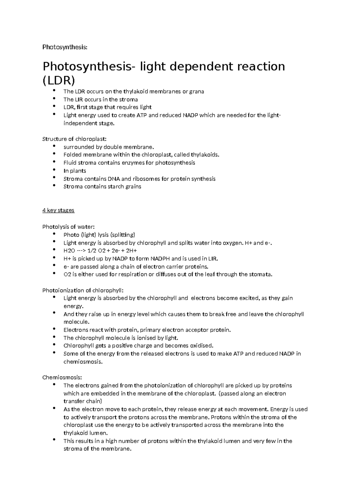 Photosynthesis - Photosynthesis: Photosynthesis- light dependent ...