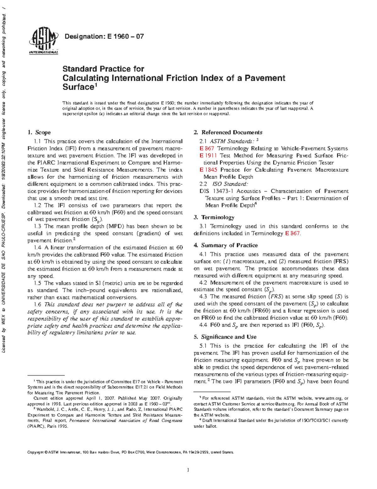 E 1960-2007 (Standard Practice for Calculating International Friction ...