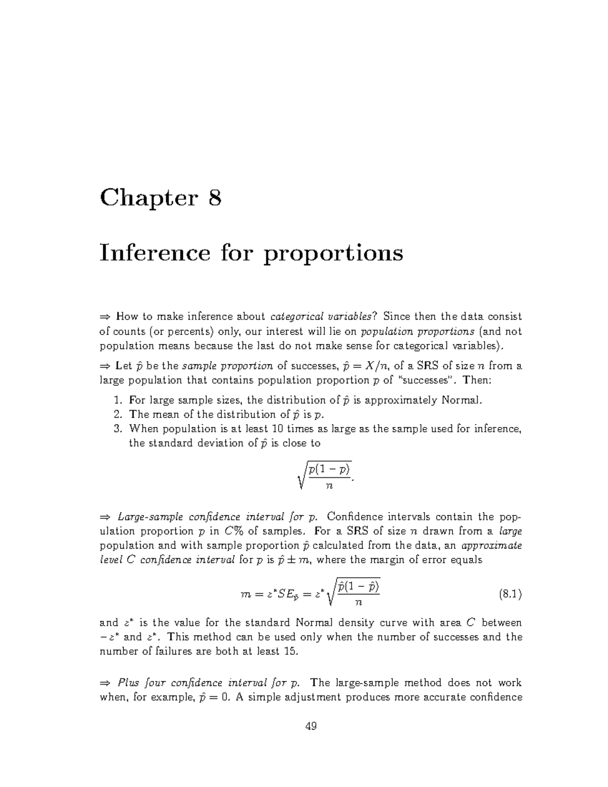 Chapter 8 Inference for proportions - Chapter 8 Inference for ...