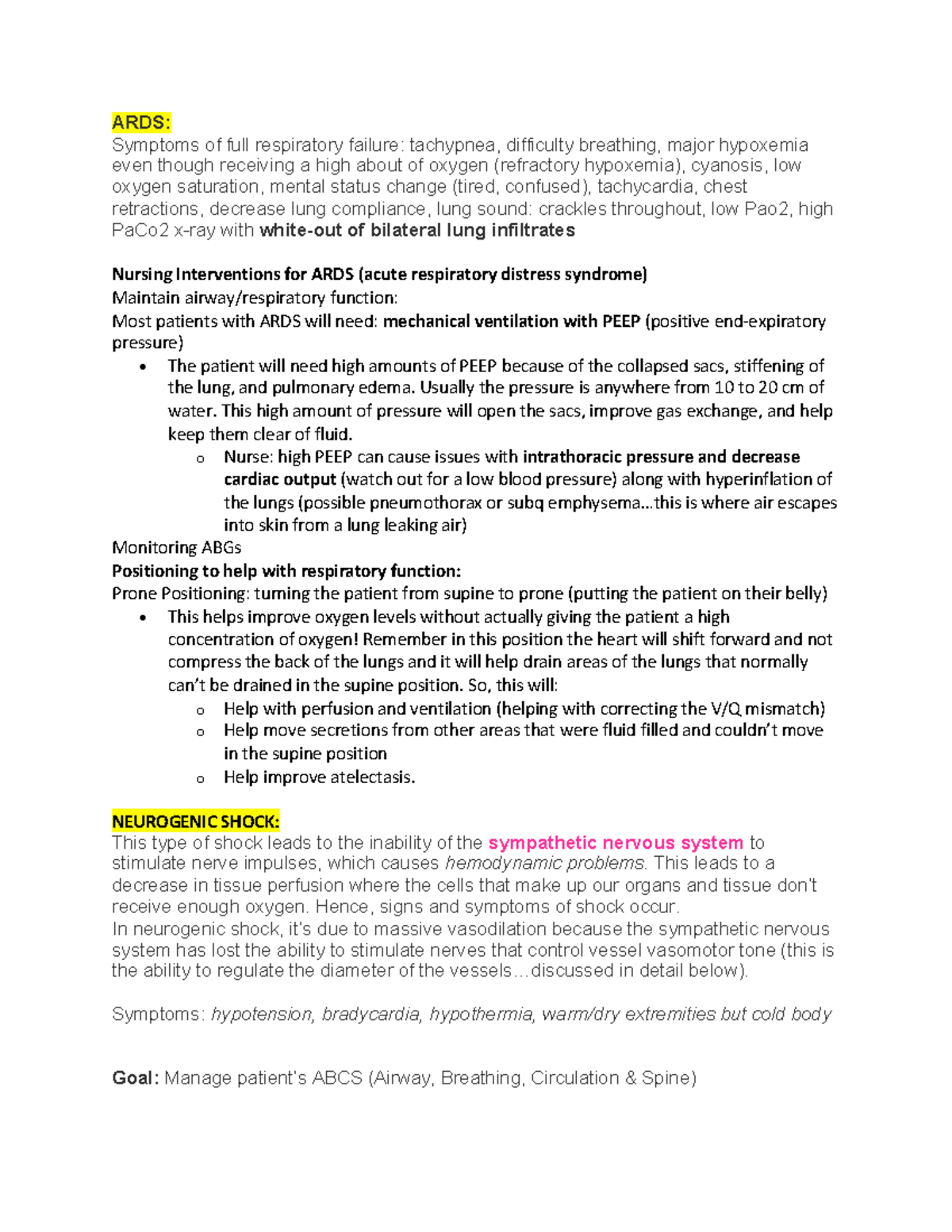 Fundamental Notes and Critical care - ARDS: Symptoms of full ...