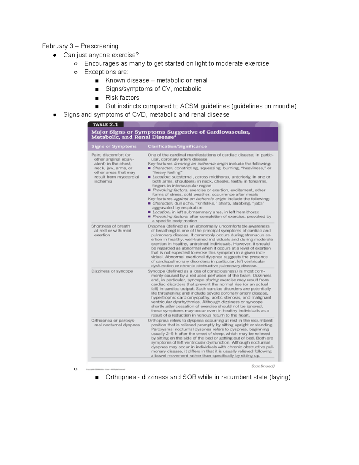 Kin 394 - Exam 1 Notes - February 3 – Prescreening Can just anyone ...