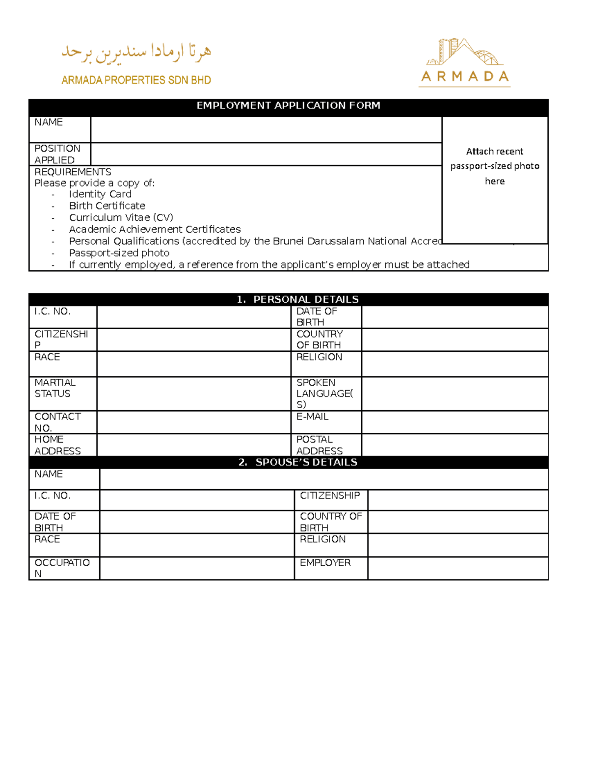 Armadaform application - Employment- Application-FORM-1 2 - EMPLOYMENT ...