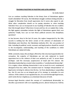 Palestine and Palestine Studies - WALID KHALIDI In this overarching ...