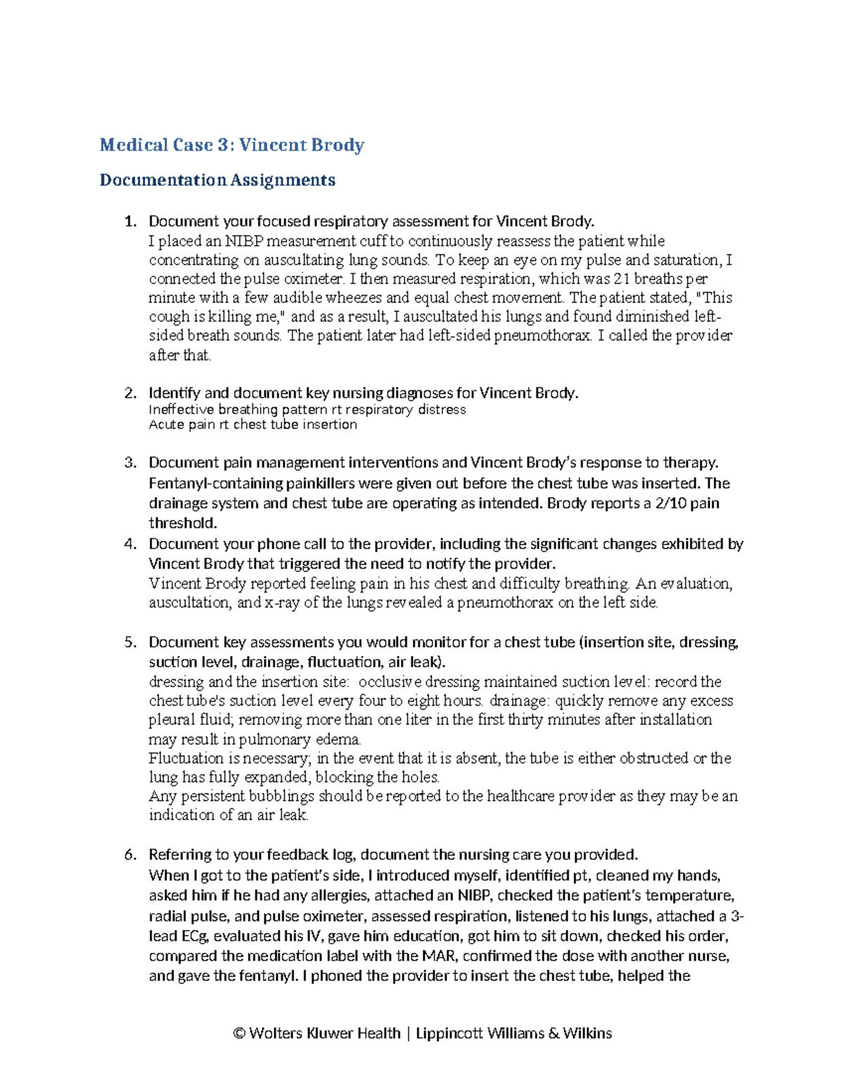 Vsim Brody Vsim Medical Case 3 Vincent Brody Documentation Assignments 1 Document Your