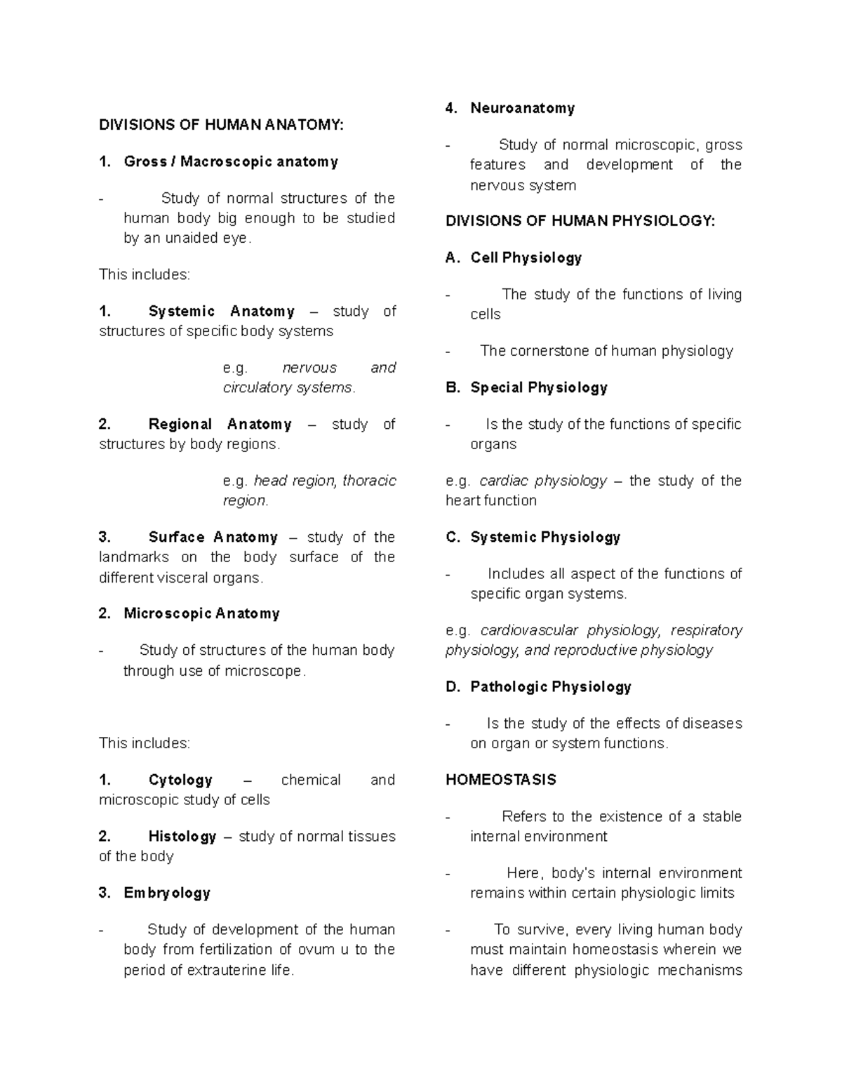Divisions OF Human Anatomy - DIVISIONS OF HUMAN ANATOMY: Gross ...