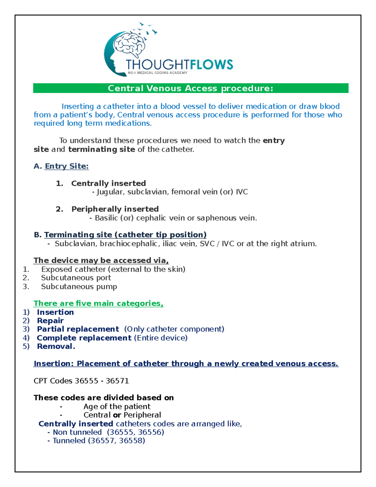 Cardiovascular - Medicalcoding icd guidlines - Central Venous Access ...