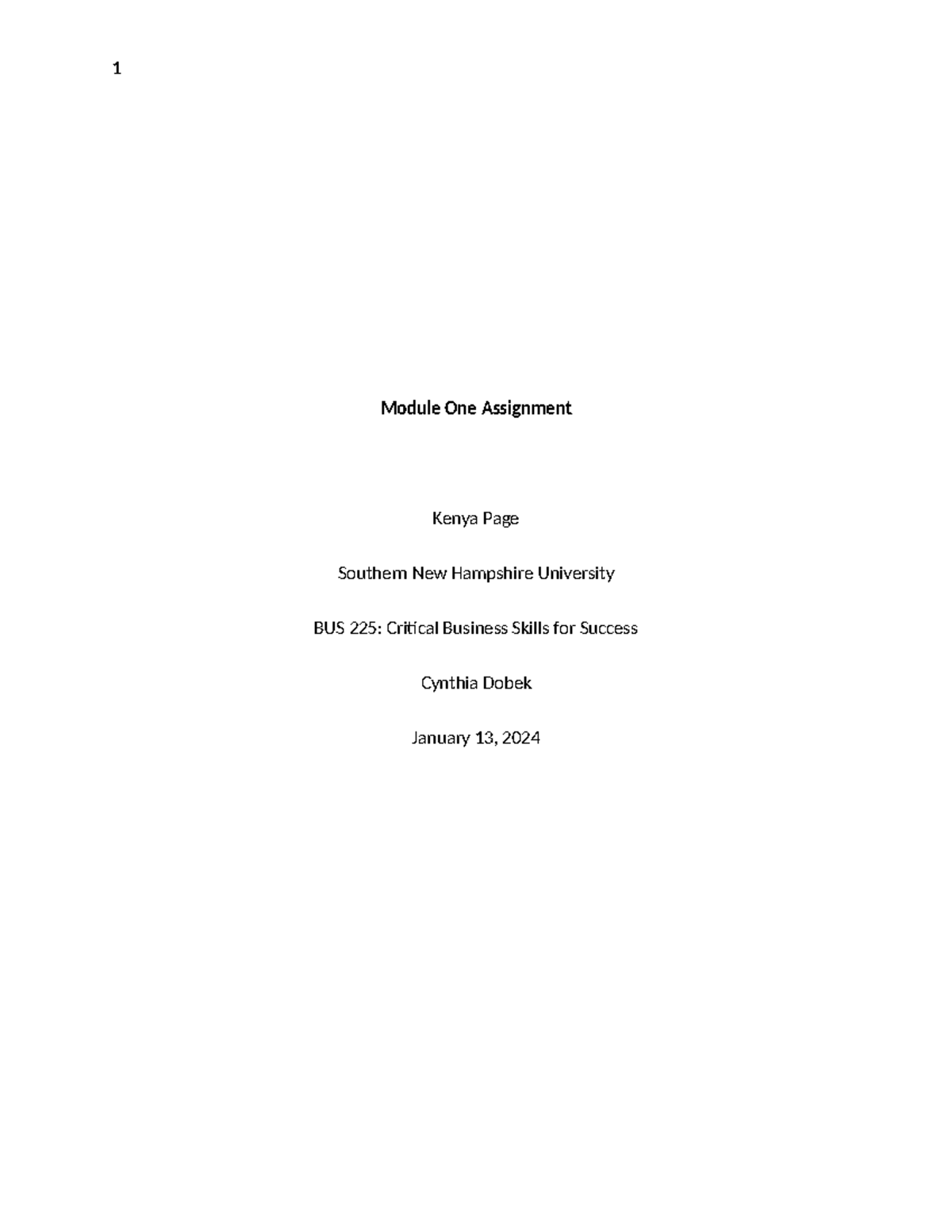 BUS225 Module One Assignment - Module One Assignment Kenya Page ...