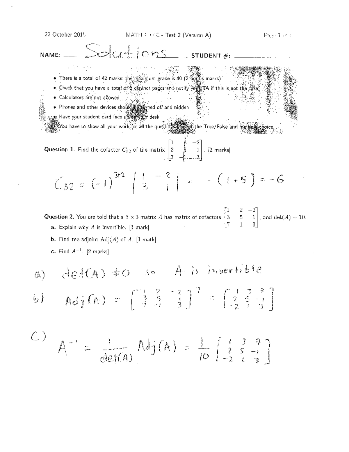 Test 2 solutions - both versions - Math 1104 - Studocu