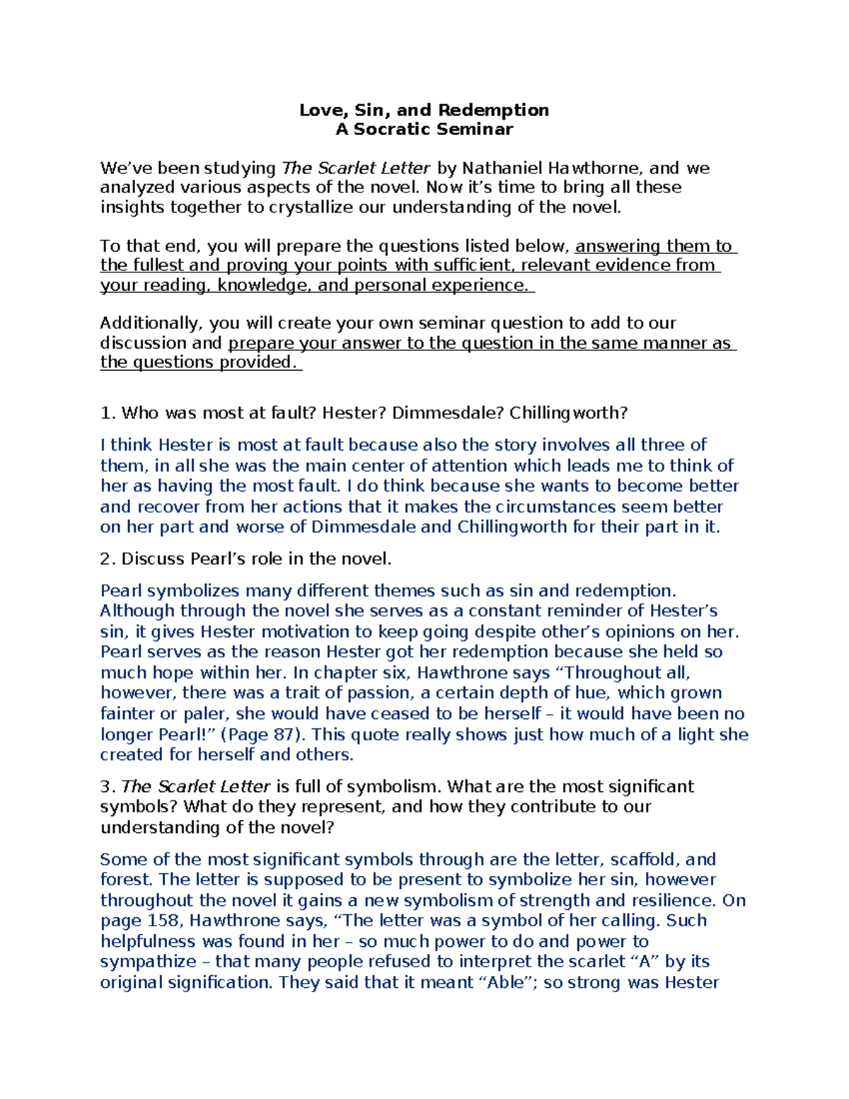 Scarlet+Letter+Socratic - Love, Sin, and Redemption A Socratic Seminar ...