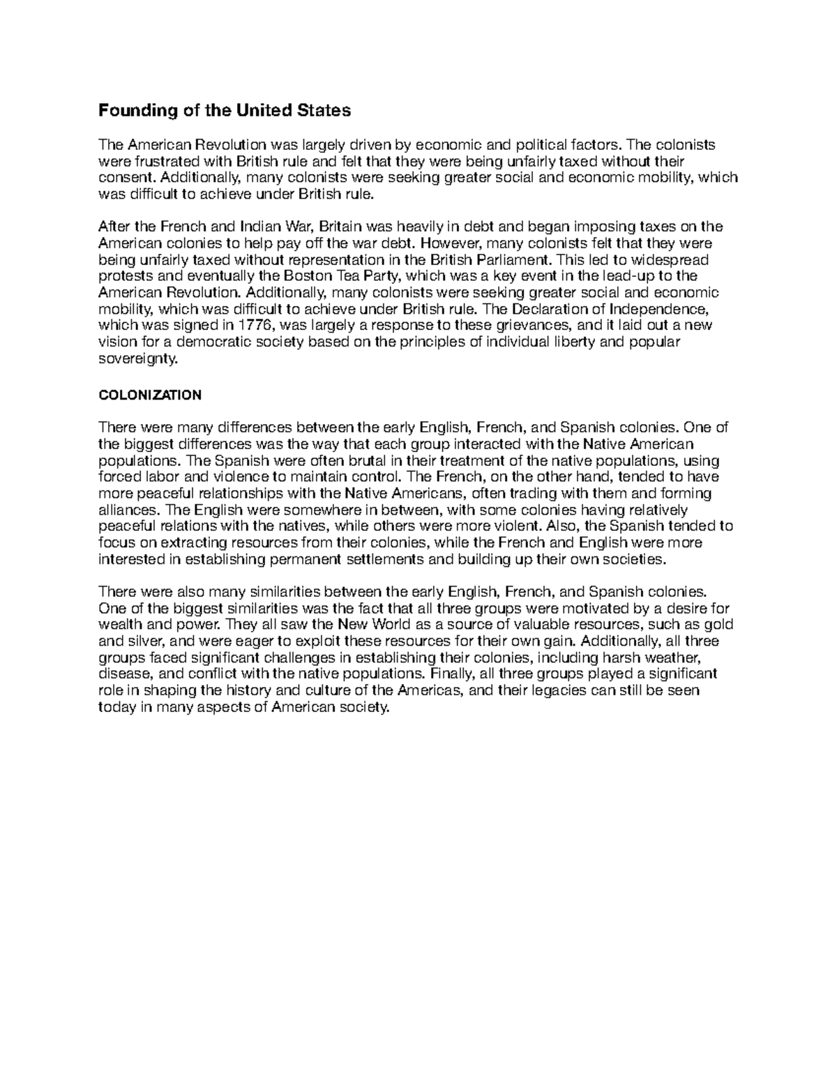 Founding of the US - This document has a - Founding of the United ...