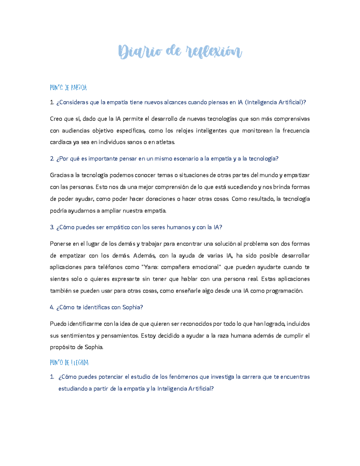 Diario de reflexión 2 DBC - Diario de reflexión ¿Consideras que la empatía tiene nuevos alcances ...
