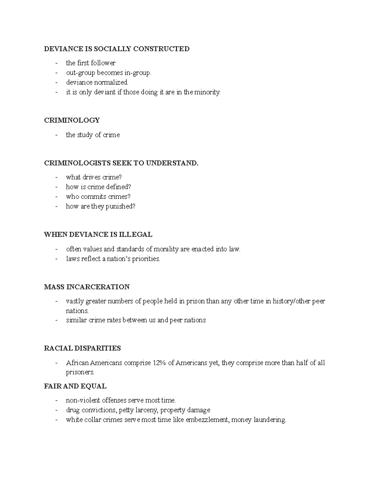 SOC 101 notes 2 - the different types of deviance that goes on in ...