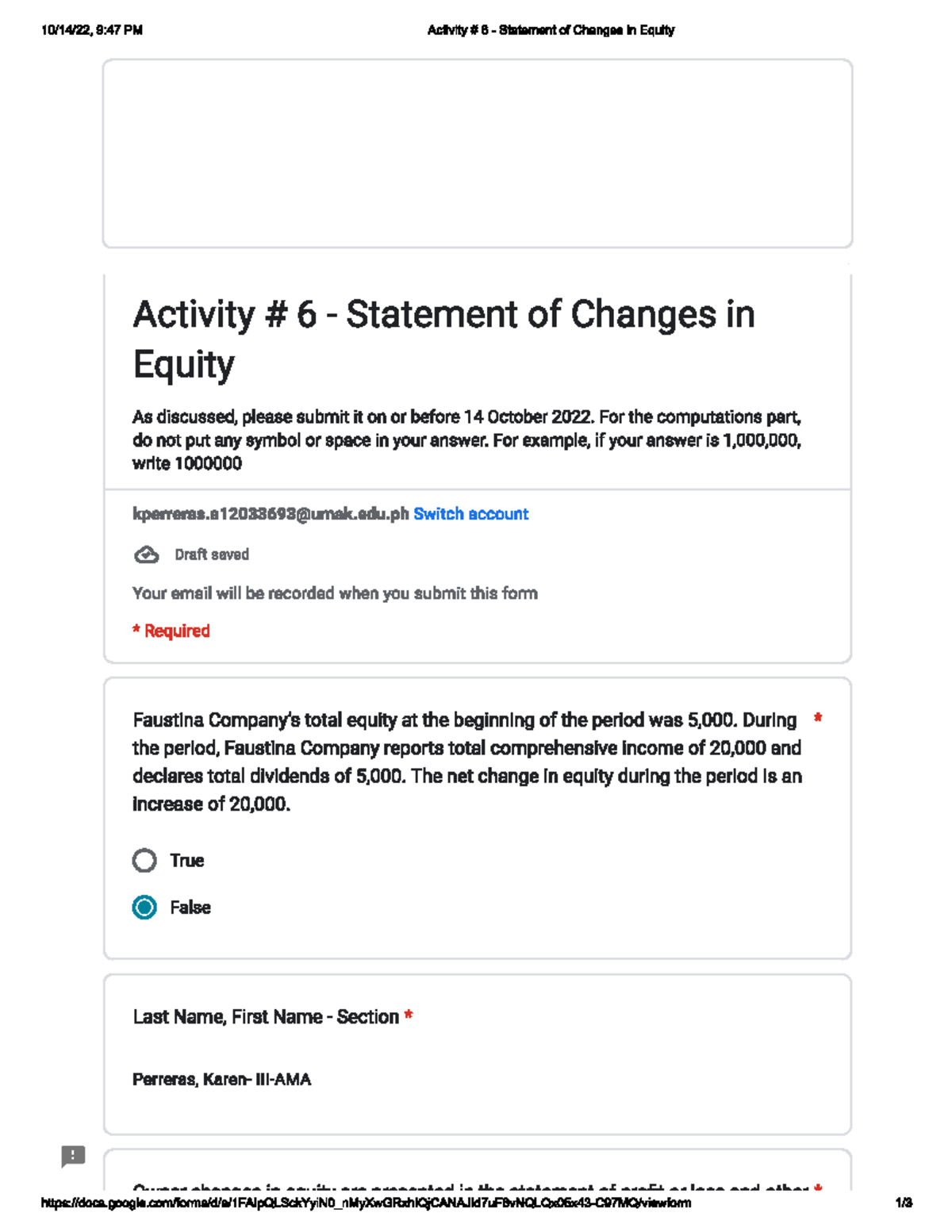 Activity 6 - For those students aiming for answer with this specific ...
