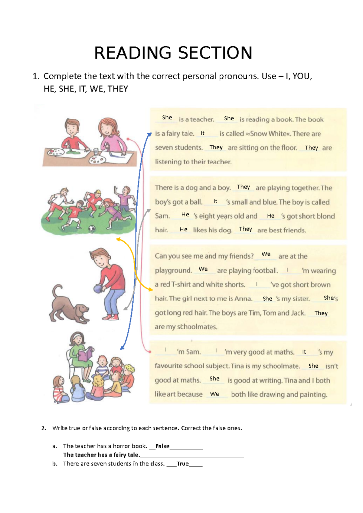 Reading Section - Myrian Santos - READING SECTION 1. Complete the text ...