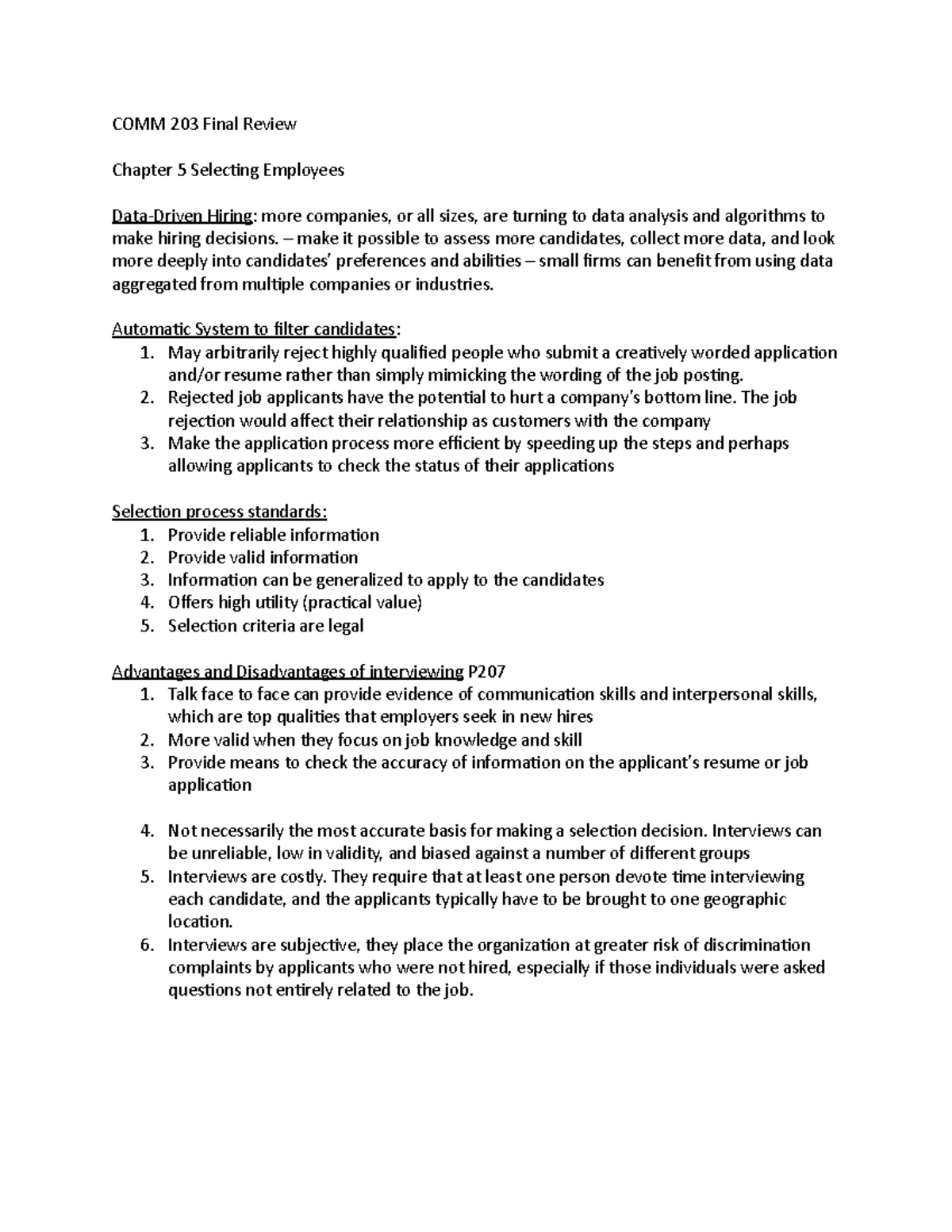 COMM 203 2020S - Final Review - COMM 203 Final Review Chapter 5 ...