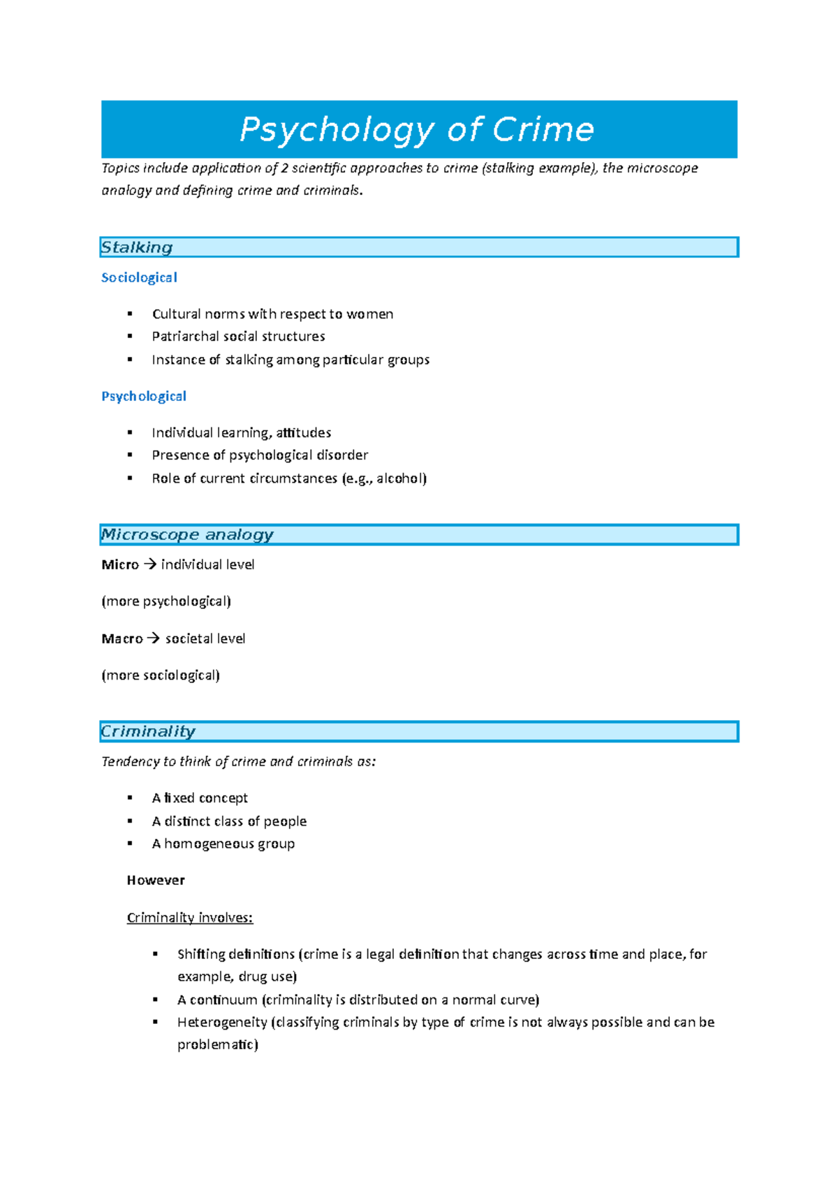 Psychology of Crime 5 - Topics include using the two scientific ...