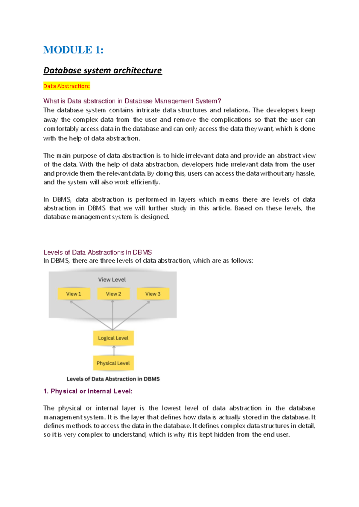 Dbms 1 These Are Dbms Notes For Computer Science Field Module 1